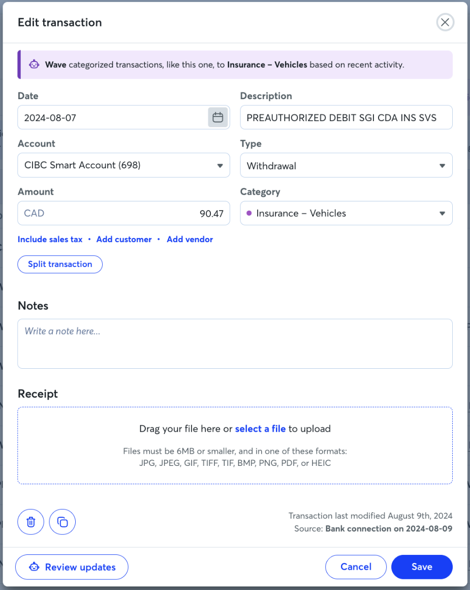 Edit a transaction – Help Center